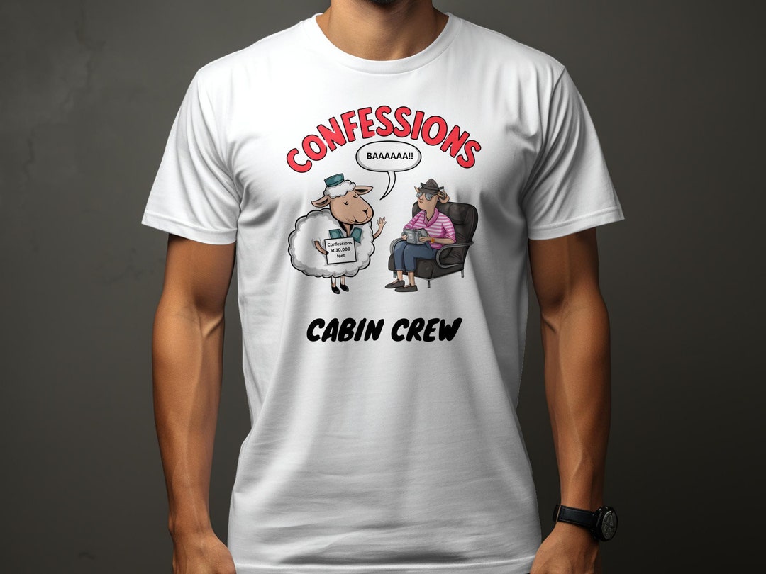 Funny Cabin Crew Confessions T-shirt, Cartoon Sheep Airline Humor Tee ...