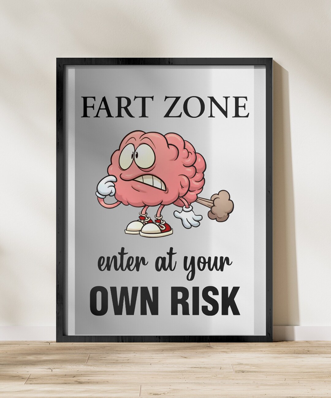 Humorous Brain Fart Zone Wall Art, Funny Bathroom Decor, Enter at Your ...