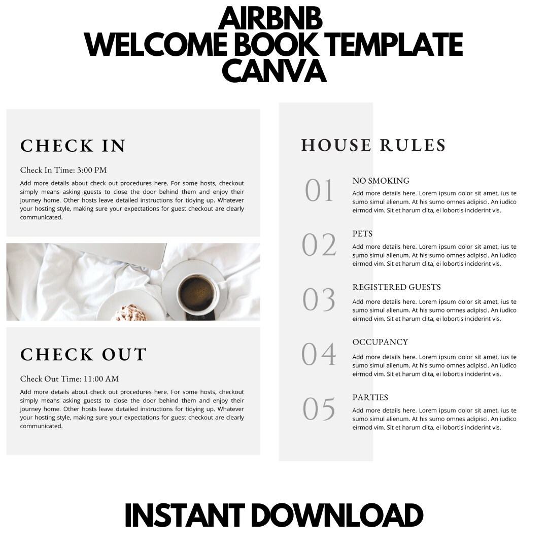 Airbnb Welcome Book Template Canva Airbnb Guest Guide House Manual ...