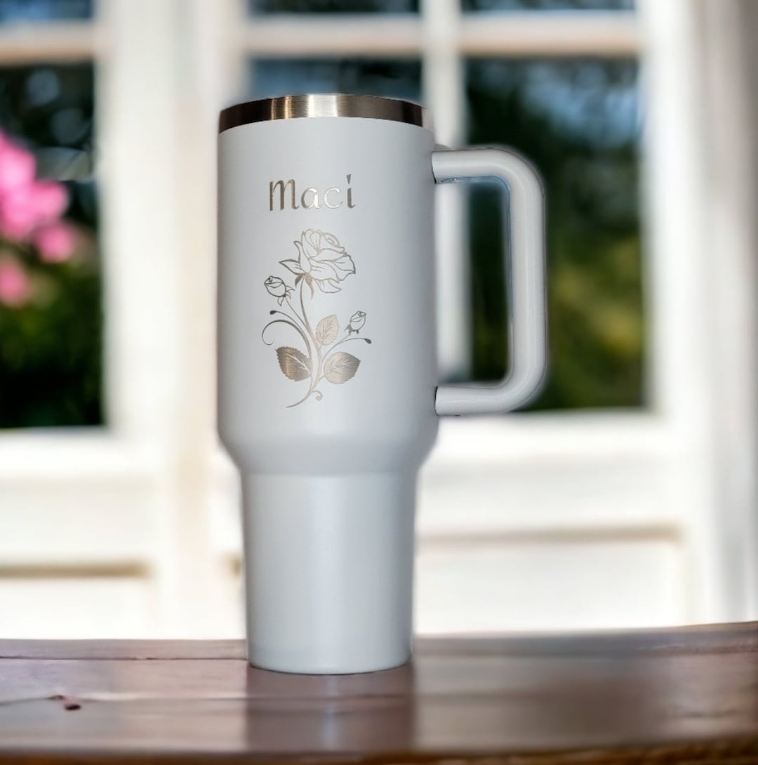 Custom Engraved Fog Grey matte Powder Coat 40oz Drink - Etsy