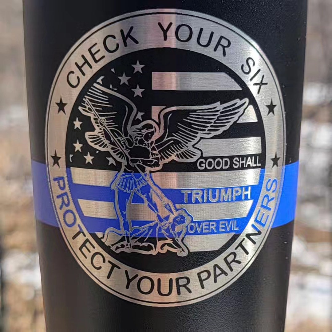 Engraved Thin Blue Line Tumbler: 20 Oz Stainless Steel, Police Support ...
