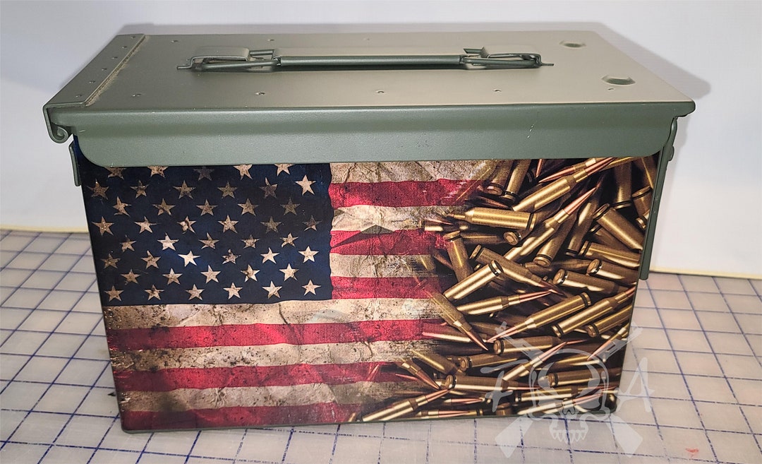 Ripped Distressed American Flag Bullets Ammo Can Wrap Vinyl Decal ...