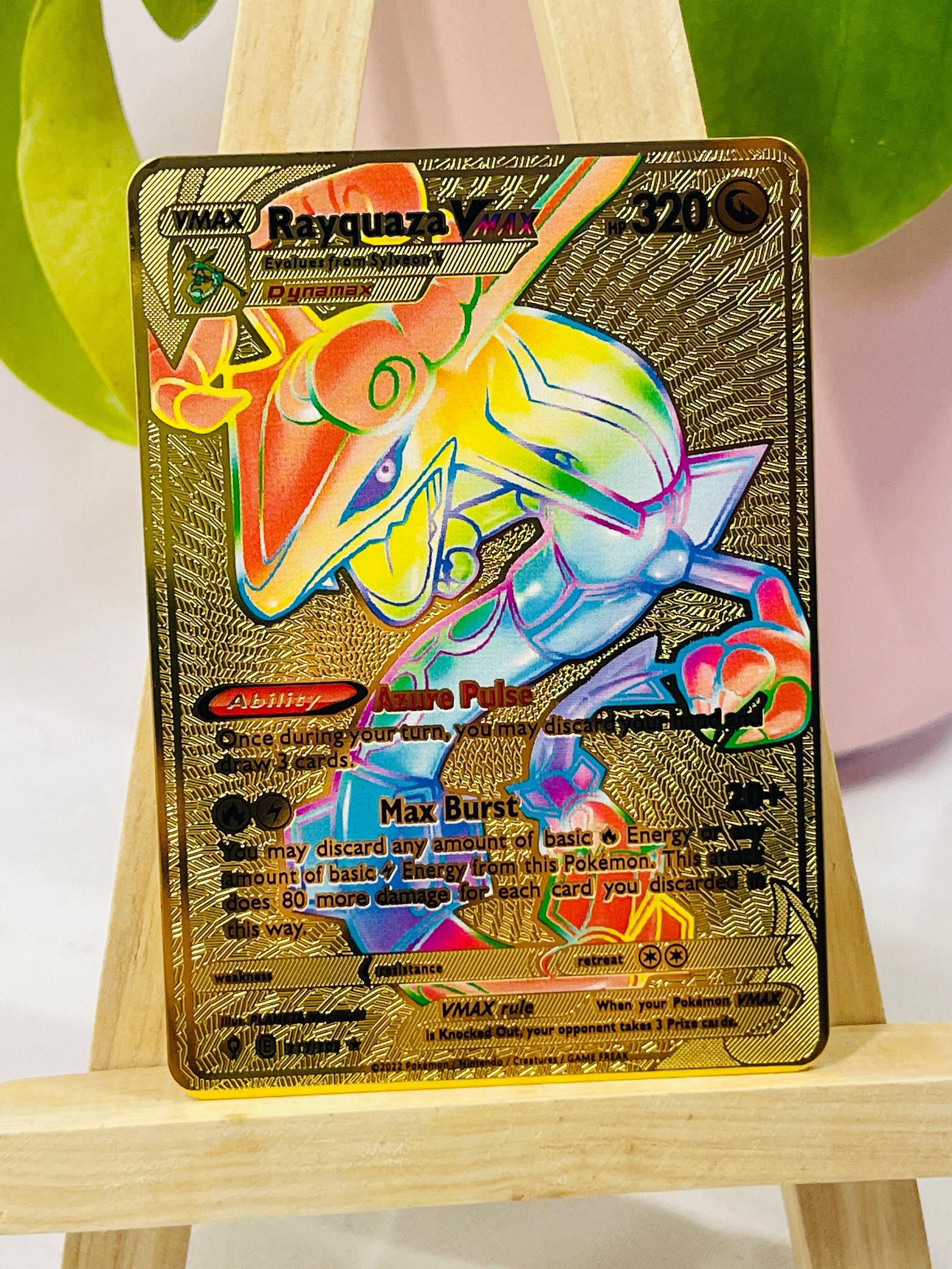 Rayquaza Vmax Gold Steel Pokemon Card Evolving Skies - Etsy