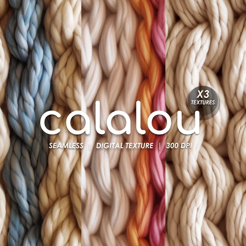 Hyper-realistic Braided Yarn, 3 Pack, Digital Texture/paper, Tileable ...