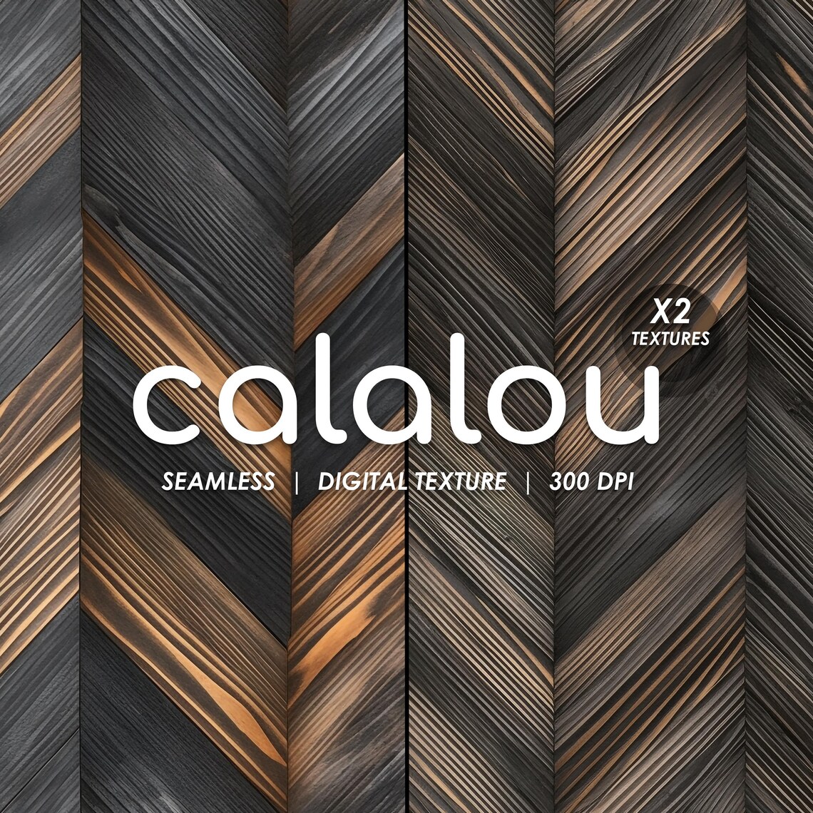 Shou Sugi Ban Chevron Pattern Wood Planks, 2 Pack, Digital Texture ...
