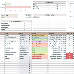Digital School Planner for Googlesheets Academic Planner for Students ...