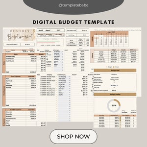 Beige Digital Monthly Budget Template With Savings Tracker (google Sheets) - Etsy
