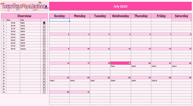SIMPLE Pink Auto Calendar Only Googlesheets (INSTANT DOWNLOAD) - Etsy