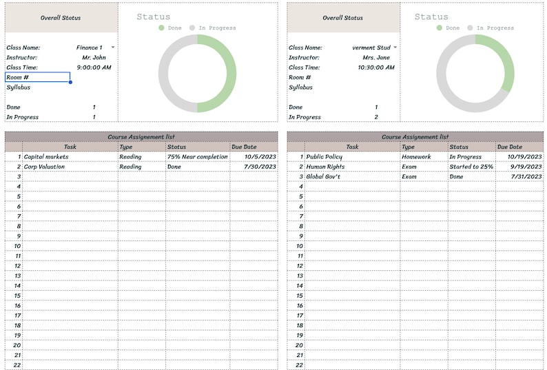 Digital School Planner for Googlesheets | Academic Planner for Students ...