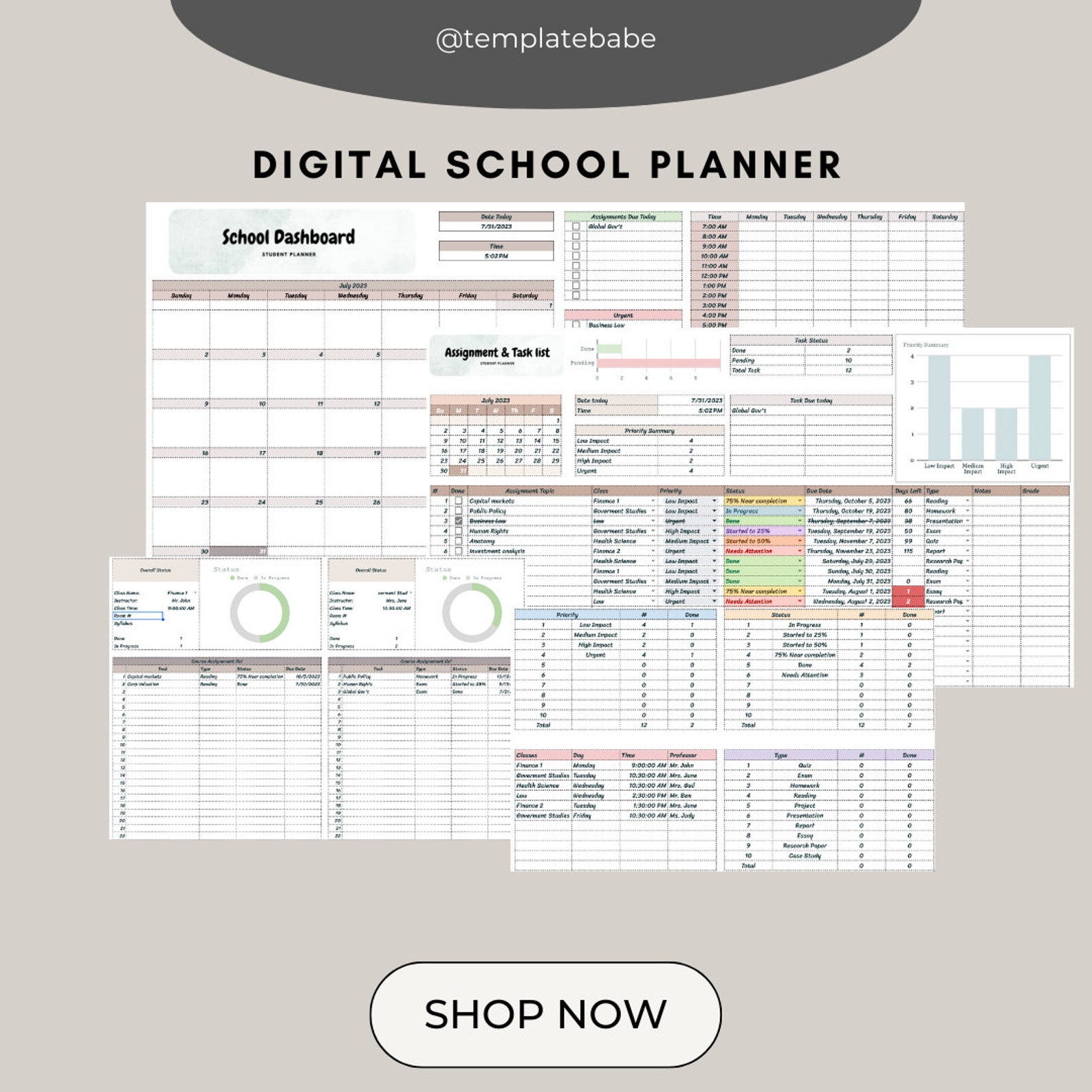 Digital School Planner for Googlesheets | Academic Planner for Students ...
