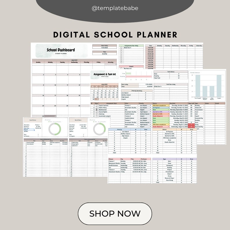 Digital School Planner for Googlesheets | Academic Planner for Students ...