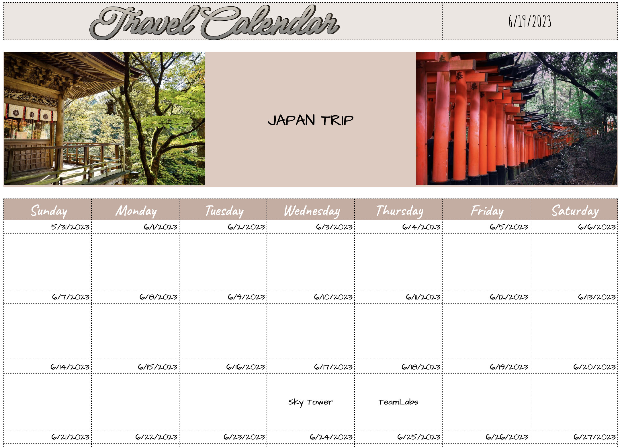 Digital Travel Itinerary (travel Calendar and Travel Checklist Included ...