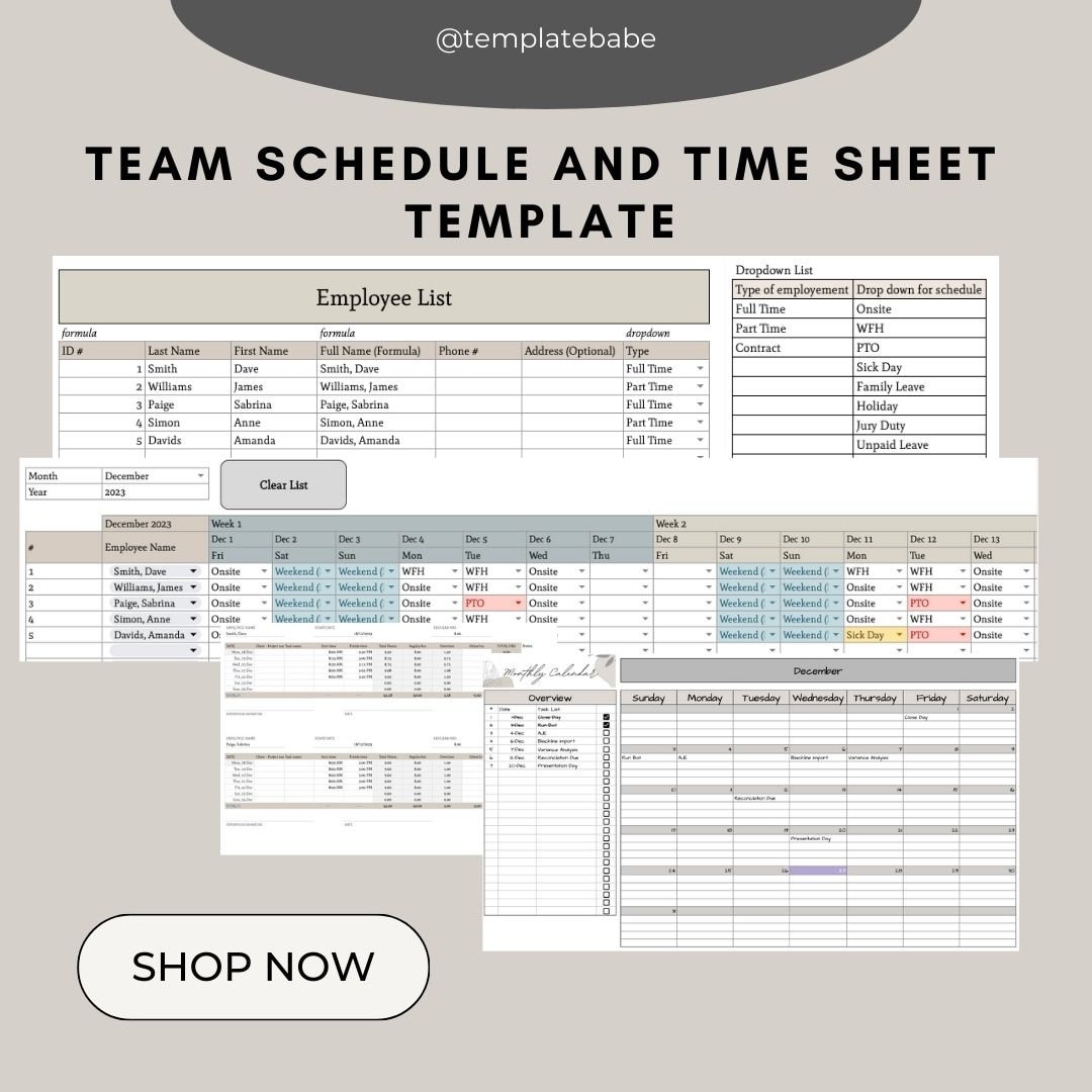 Employee Team Time Sheet, Employee Work Schedule, Staff Planner ...