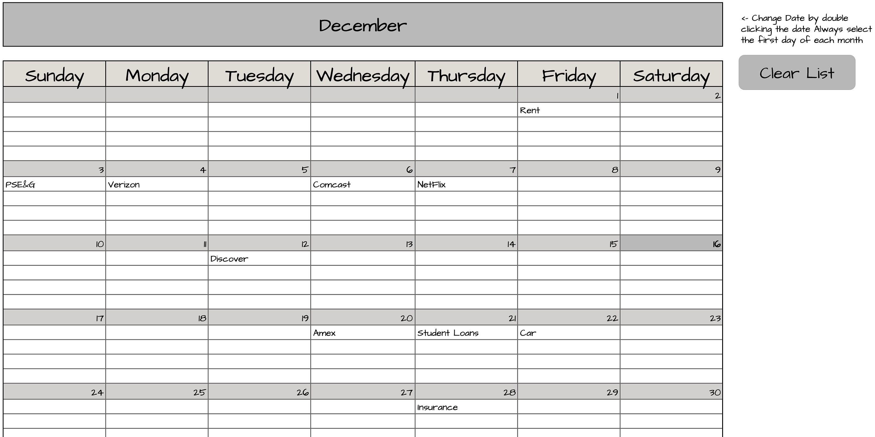 SIMPLE Auto Calendar for Bills or Task Only Googlesheets INSTANT ...