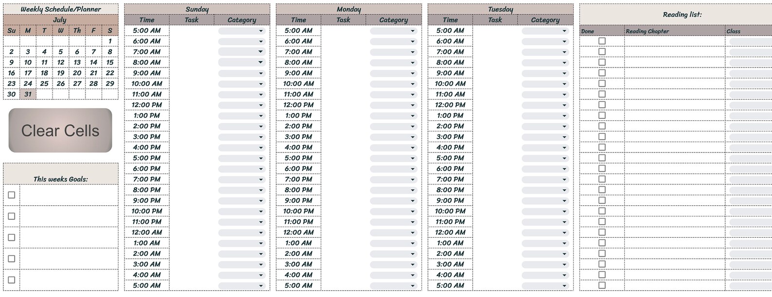 Digital School Planner for Googlesheets | Academic Planner for Students ...
