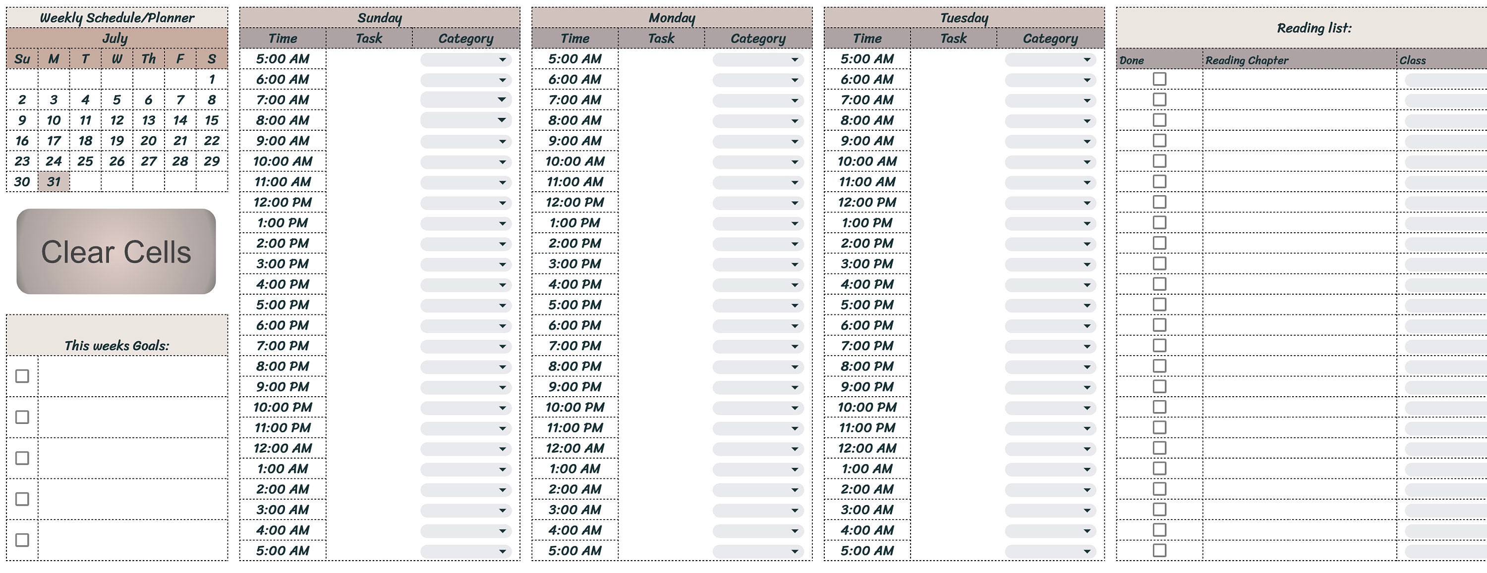 Digital School Planner for Googlesheets Academic Planner for Students ...