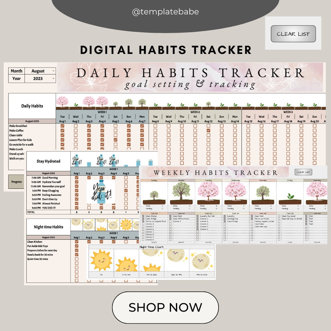 Habit Tracker Spreadsheet Template for Google Sheets - Etsy