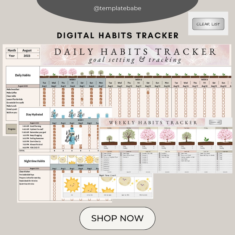 Habit Tracker Spreadsheet Template for Google Sheets - Etsy