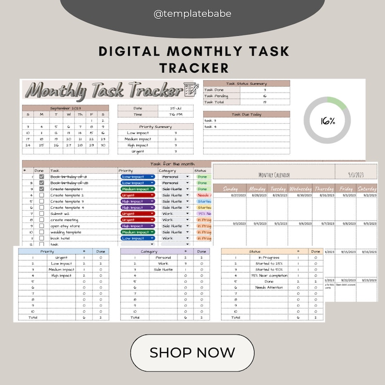 Monthly Task Planner To-do List for Googlesheets (INSTANT DOWNLOAD) - Etsy