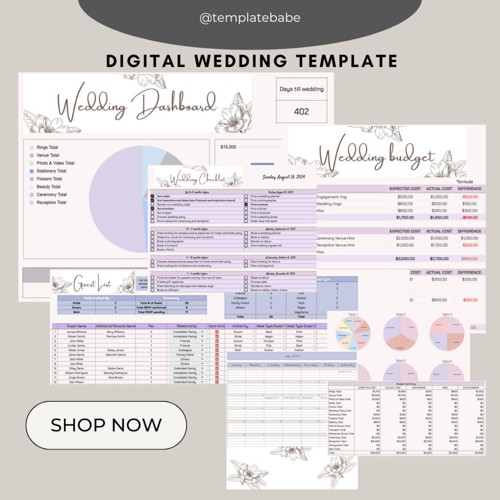Digital Wedding Planner, Wedding Calendar, Countdown, Wedding Budget ...