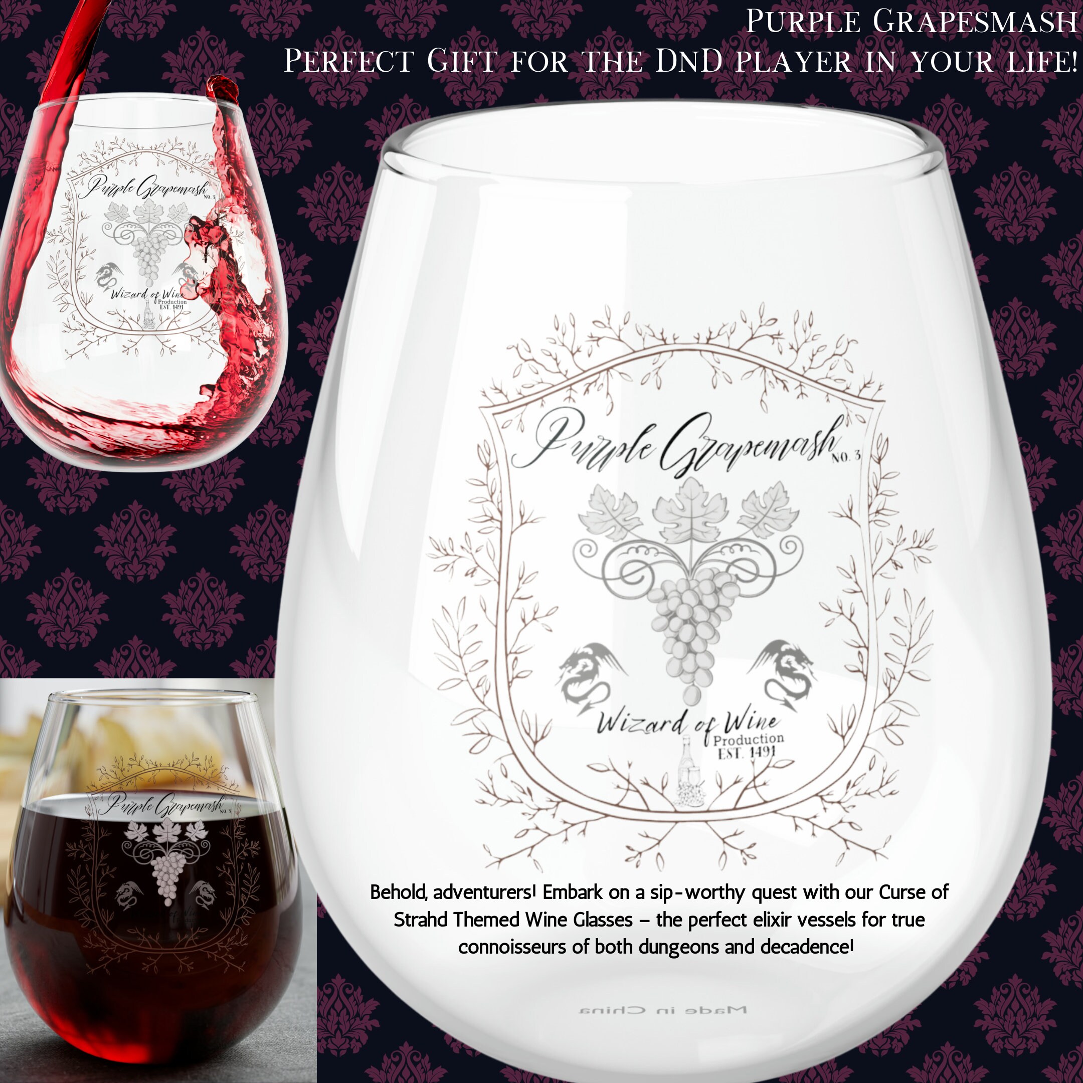 Dungeons and Dragons Wine Glass Dnd Gifts Gamer Gifts Dungeon - Etsy