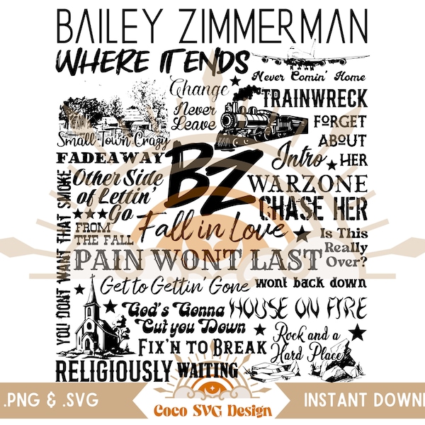 Bailey Zimmerman Silhouette Etsy