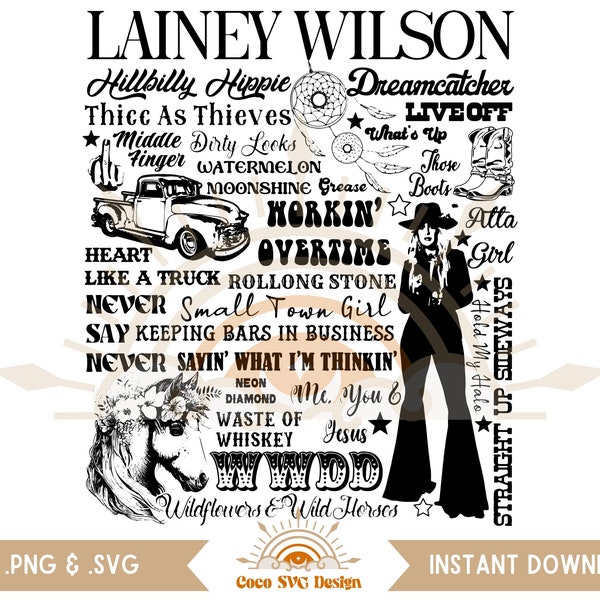 Lainey Wilson Lyrics Svg Etsy 