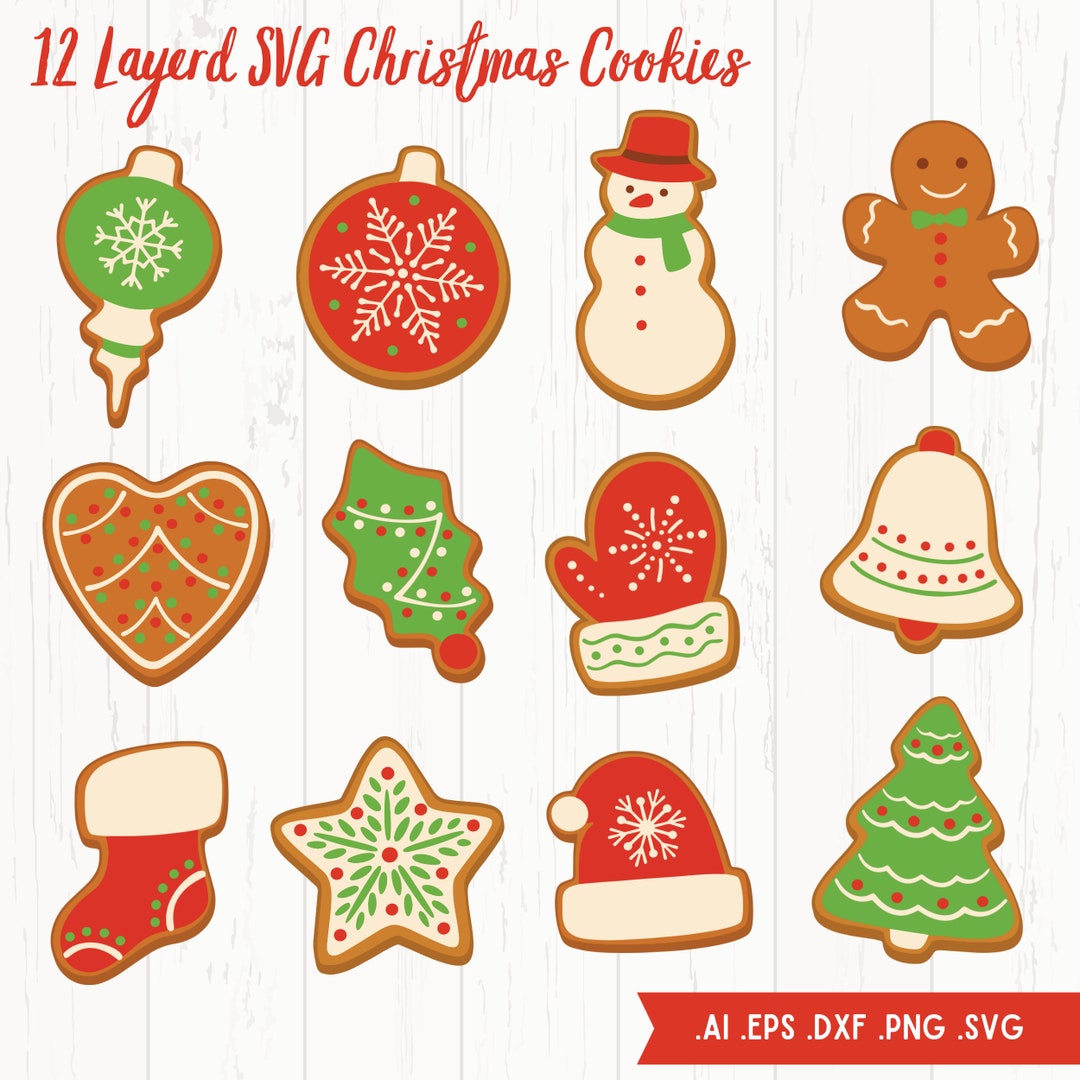 Christmas Cookie SVG 12 Layered Chritmas Clip Art SVG PNG - Etsy