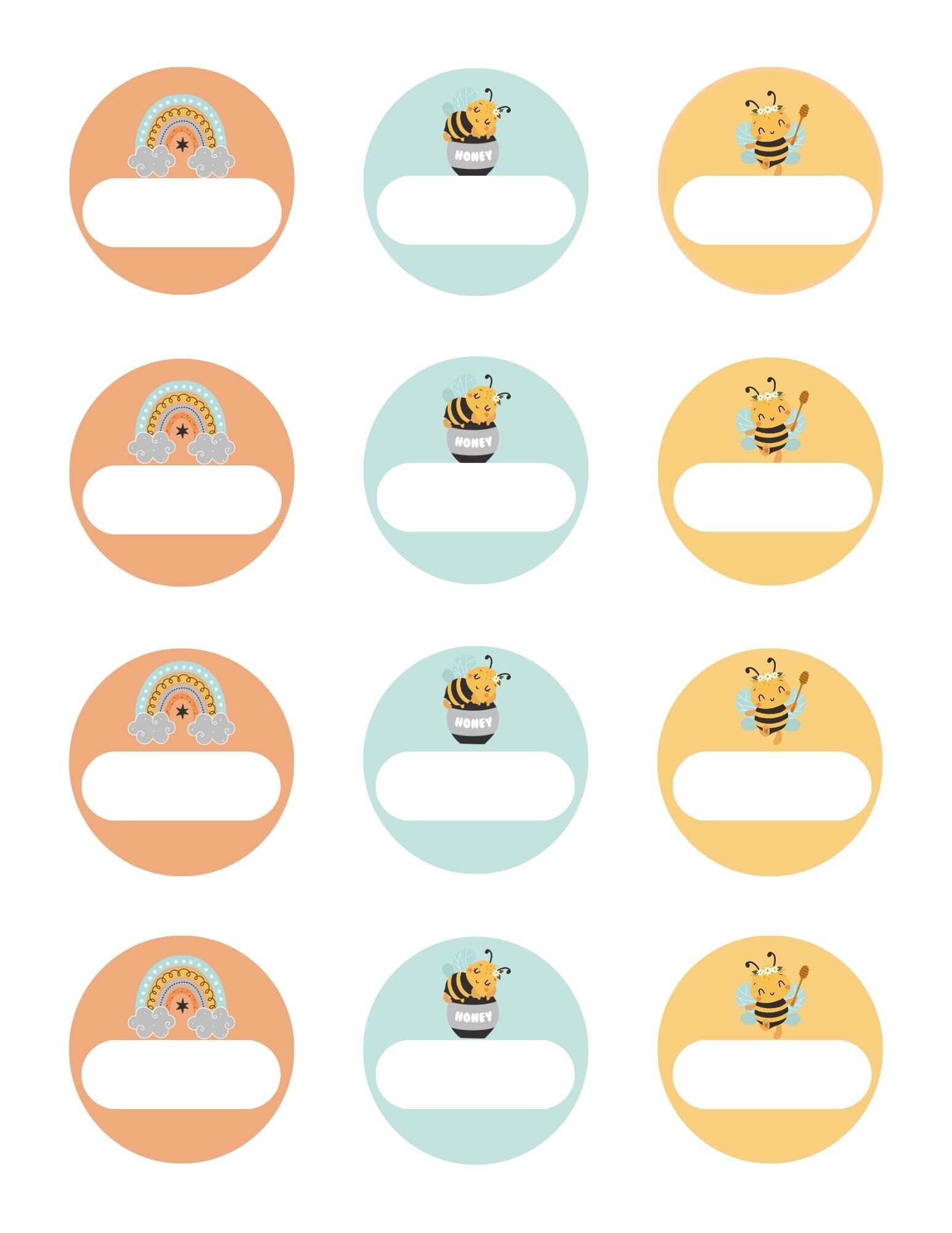 Printable Blank Name Labels Bee Labels Great for School - Etsy