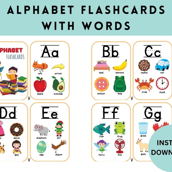 Alphabet Flashcards - Etsy