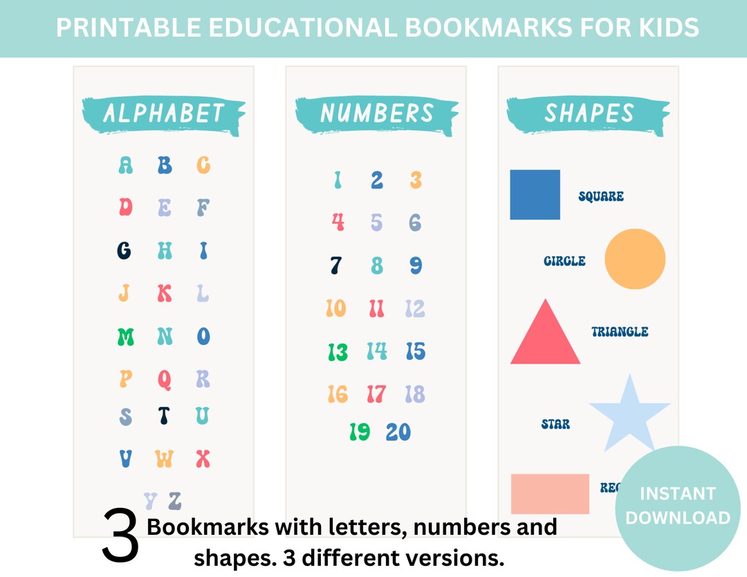 9 Educational Printable Bookmarks PNG & PDF Bookmark Design - Etsy Canada