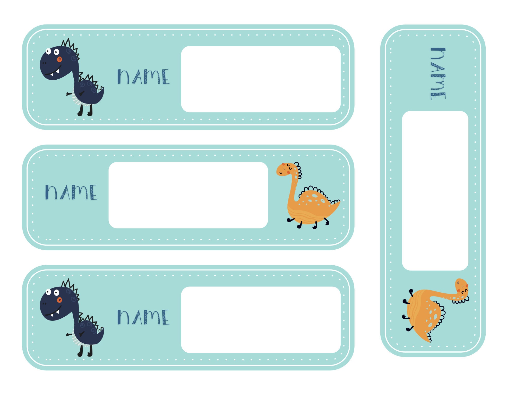 Printable Blank Name Labels Dinosaur Labels Great for - Etsy