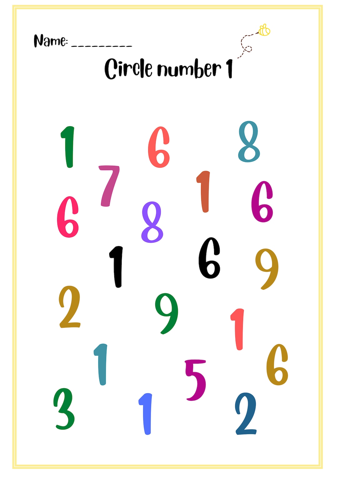 Circle the Numbers 1-10 Colorful Numbers Number - Etsy