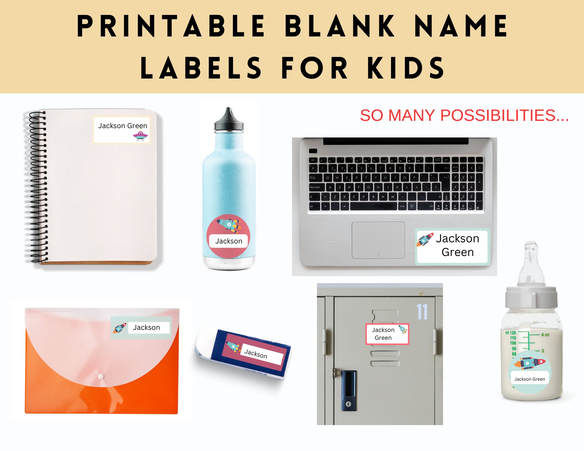Printable Blank Name Labels Space Labels School Name Labels - Etsy