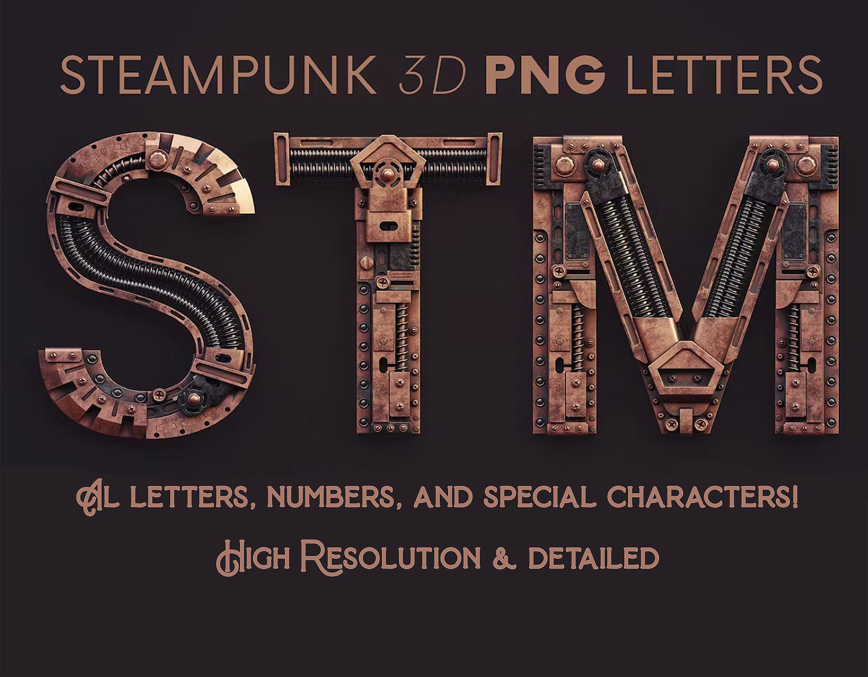 Steampunk Font | Letters | Numbers | Special Characters | Junk Journal Fussy Cut | Ephemera ...
