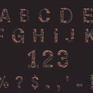 Steampunk Font | Letters | Numbers | Special Characters | Junk Journal Fussy Cut | Ephemera ...