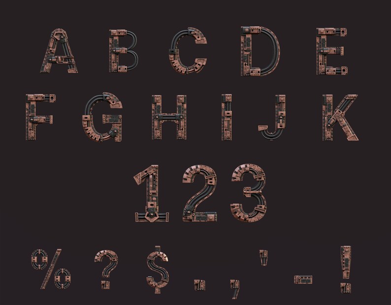 Steampunk Font | Letters | Numbers | Special Characters | Junk Journal ...