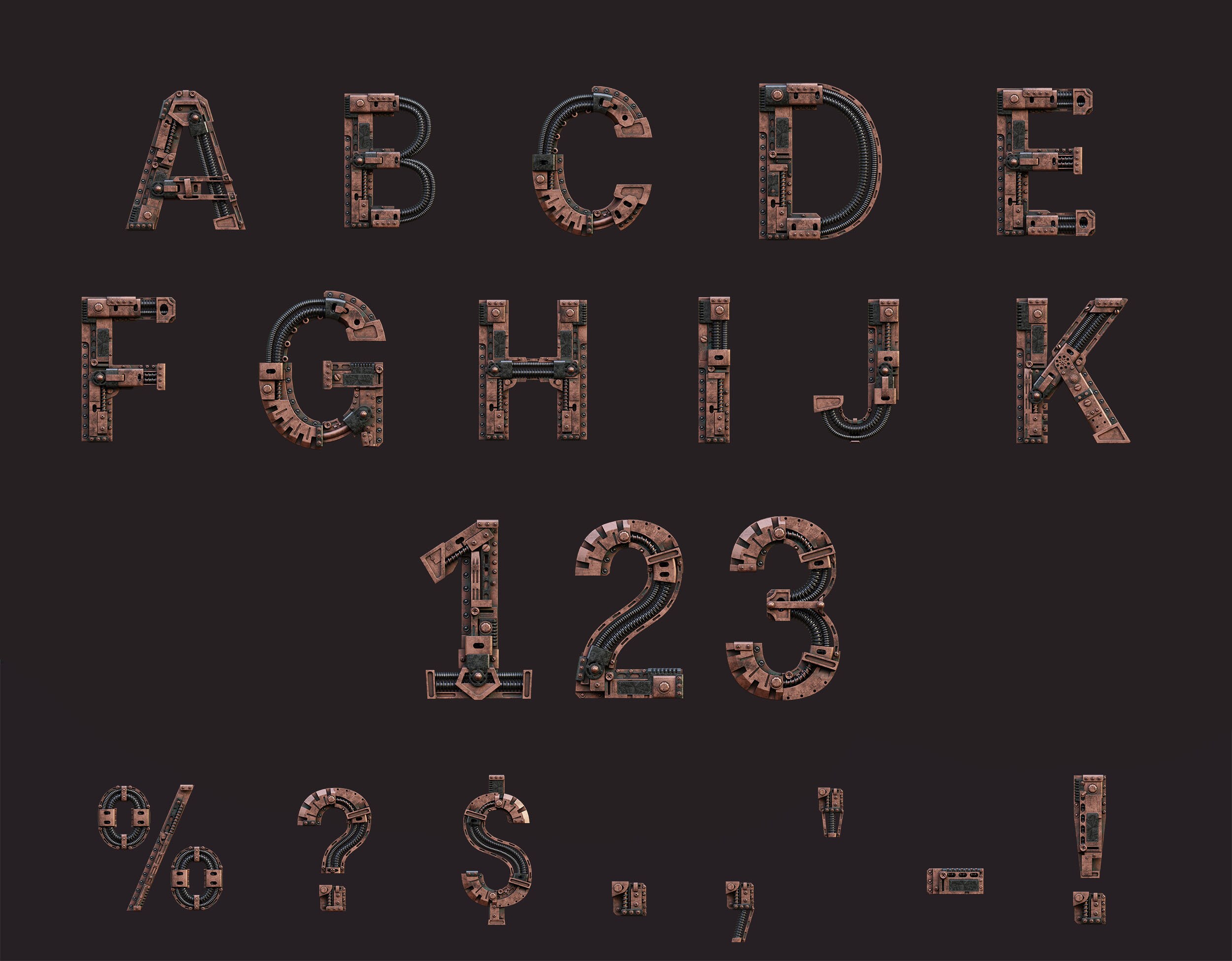 Steampunk Font | Letters | Numbers | Special Characters | Junk Journal ...