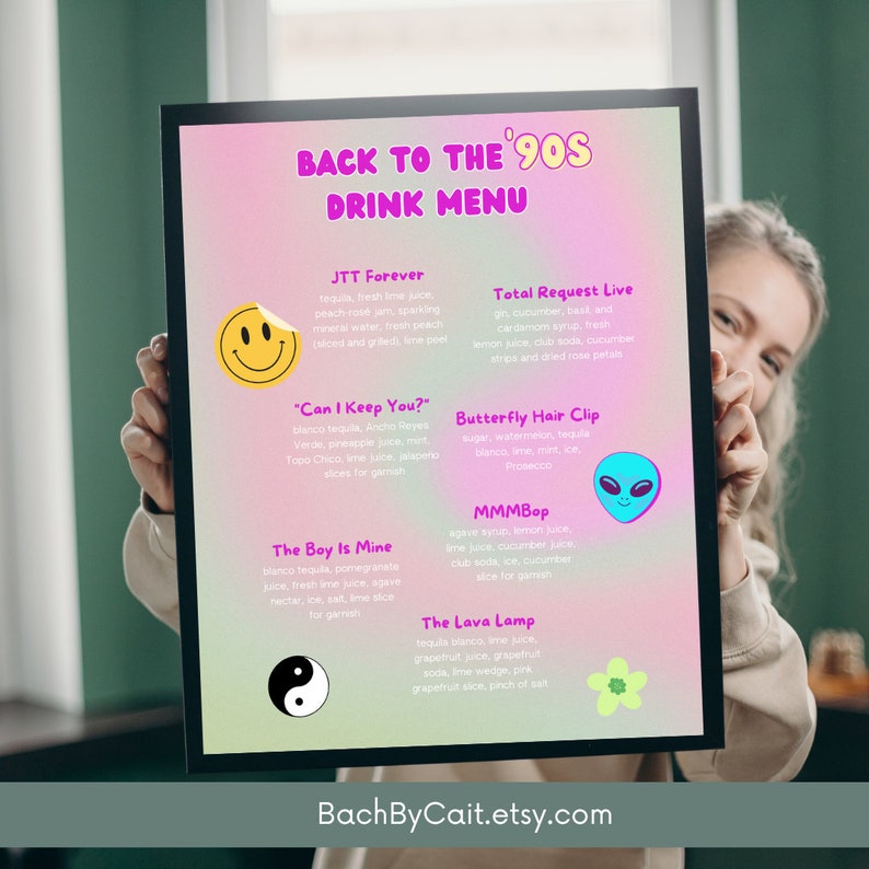 90s Drink Menu, 90s Bachelorette, 90s Party, 90s Nostalgia, 90s Girl ...