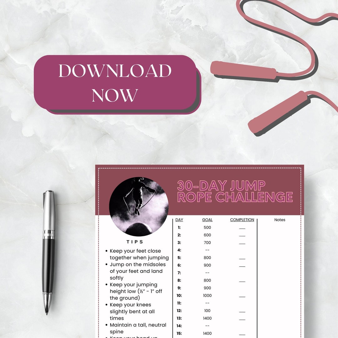30-day Jump Rope Challenge Printable | Instant Download PDF | Fitness ...