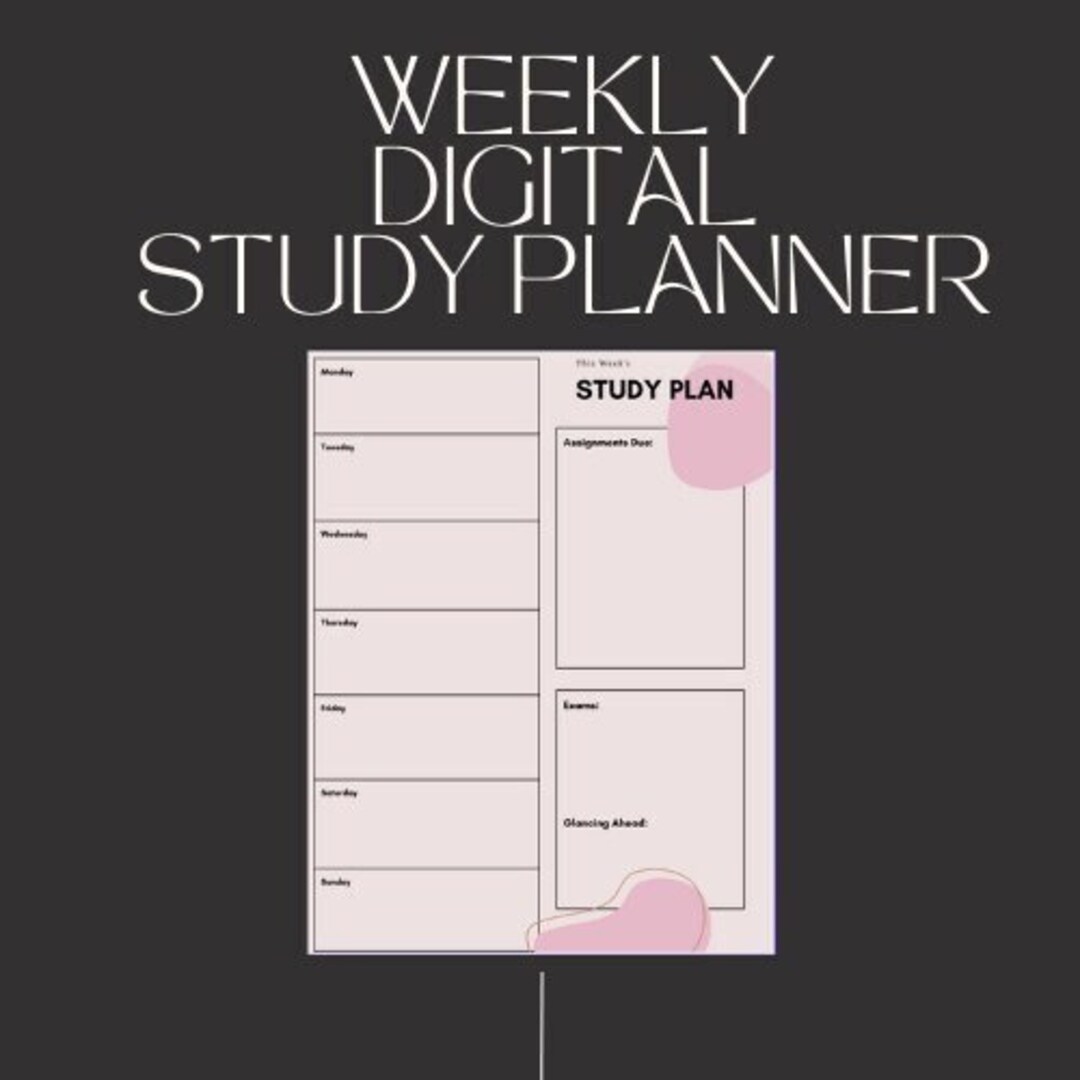 Weekly Aesthetic Study Planner - Etsy