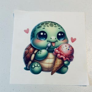 Cute Turtle & Cone - Fabric Panel Square ~4,5, 6, 8, 10, 12, 14 Inch ...