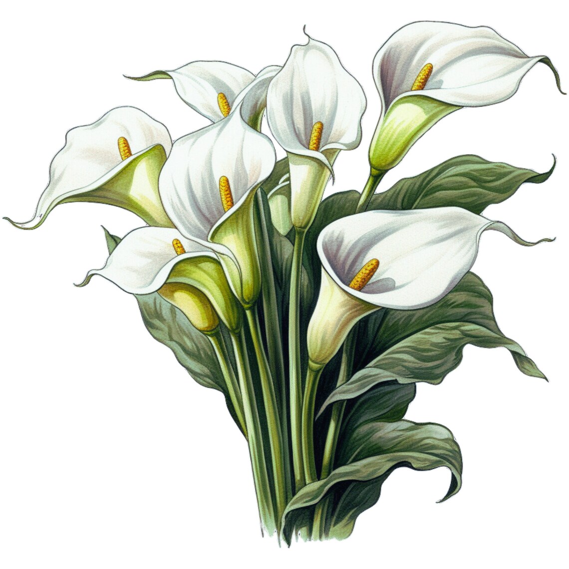Calla Lilys - Fabric Panel Square ~4"x4",5x5, 6x6, 8x8, 10x10, 12x12 ...