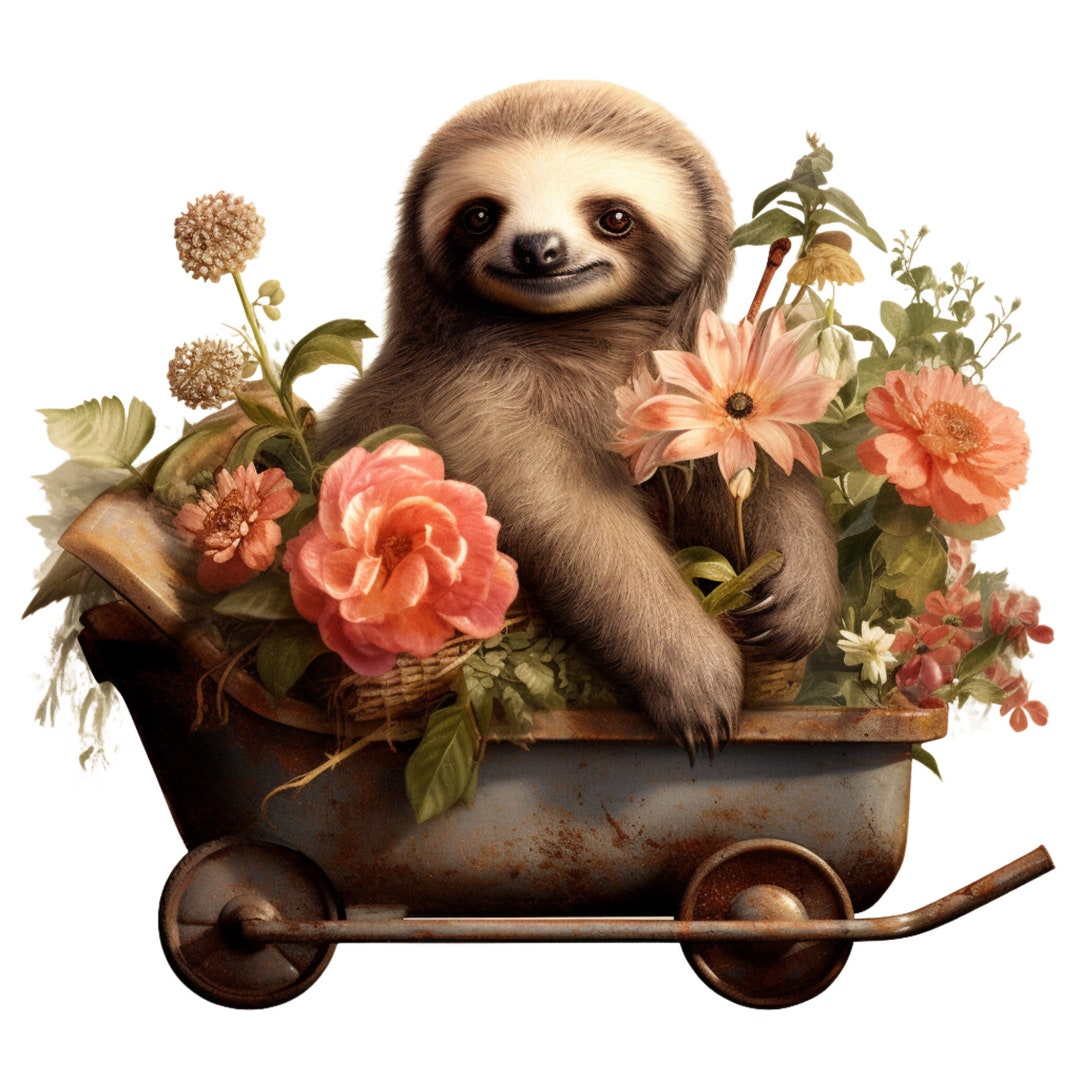Sloth in a Wagon -fabric Panel Square ~4"x4",5x5, 6x6, 8x8, 10x10 ...