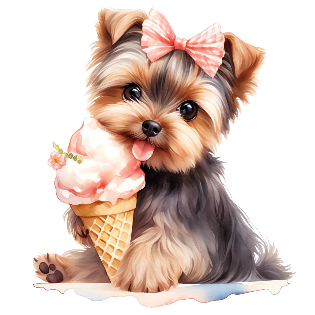 Yorkie With Cone- Fabric Panel Square ~4,5, 6, 8, 10, 12, 14 Inch ...