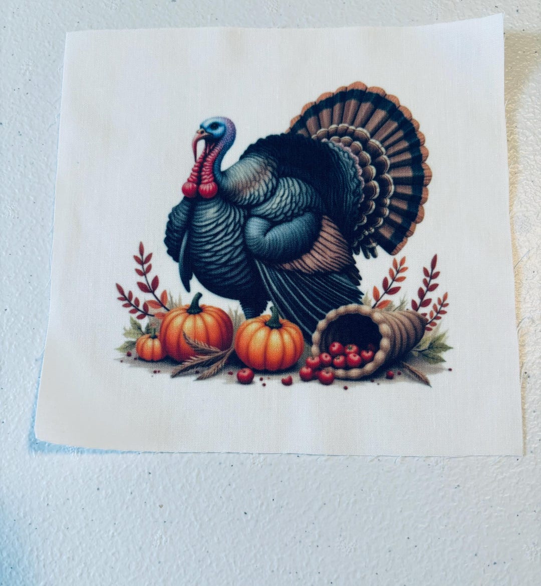 Fall Turkey fabric Panel Square 4x4,5x5, 6x6, 8x8, 10x10, 12x12, 14x14 ...