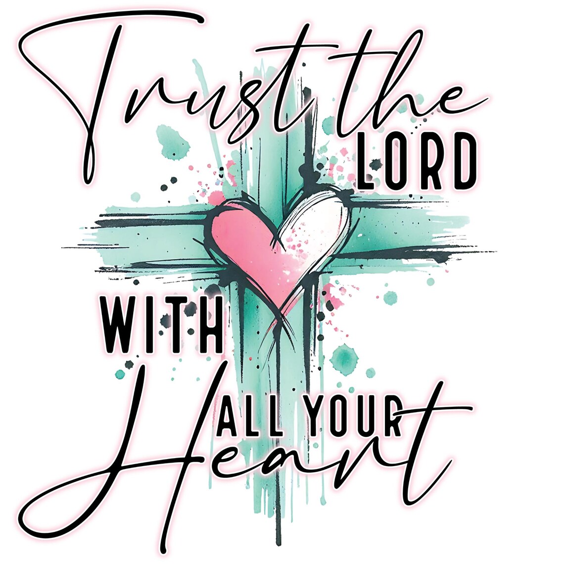 Trust the Lord Cross -fabric Panel Square ~4"x4",5x5, 6x6, 8x8, 10x10 ...