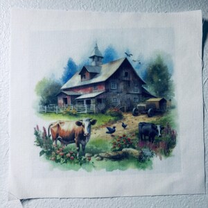 Red Farm - Fabric Panel Square ~4"x4",5x5, 6x6, 8x8, 10x10, 12x12 ...