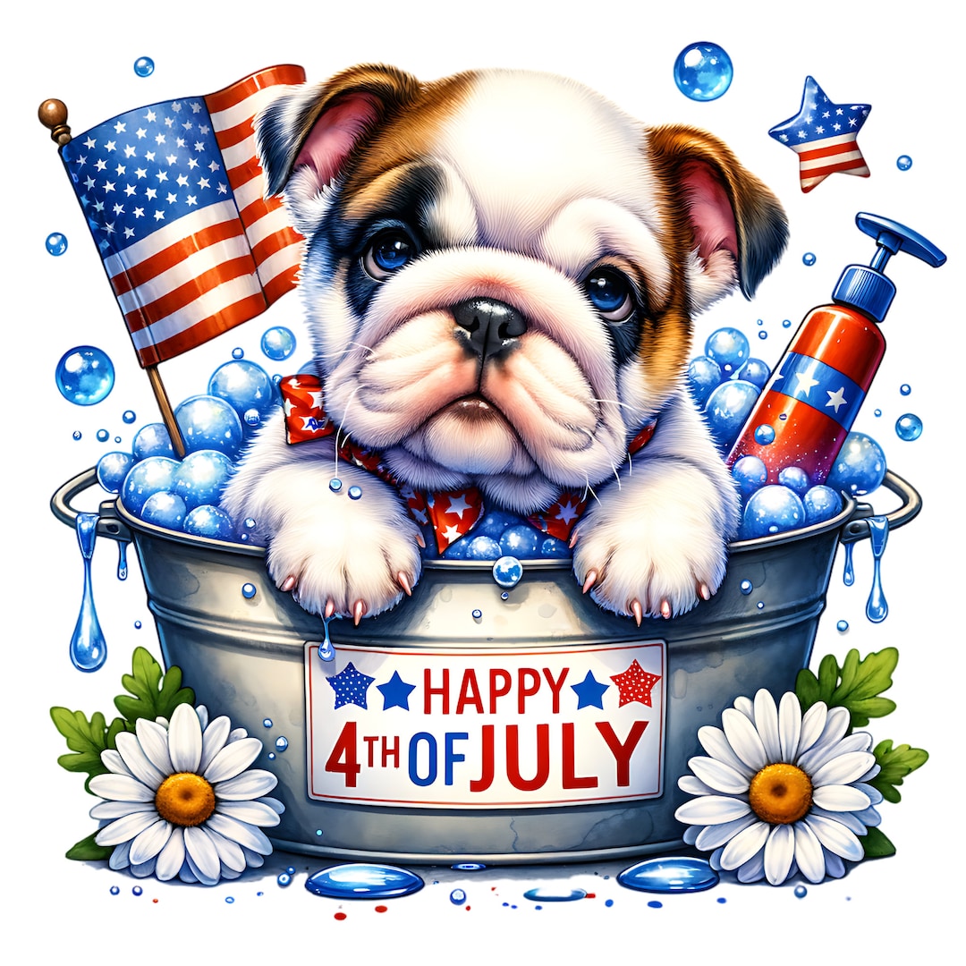 4th. of July Bulldog - Fabric Panel ~4,5, 6, 8, 10, 12, 14 Inch Fabric ...