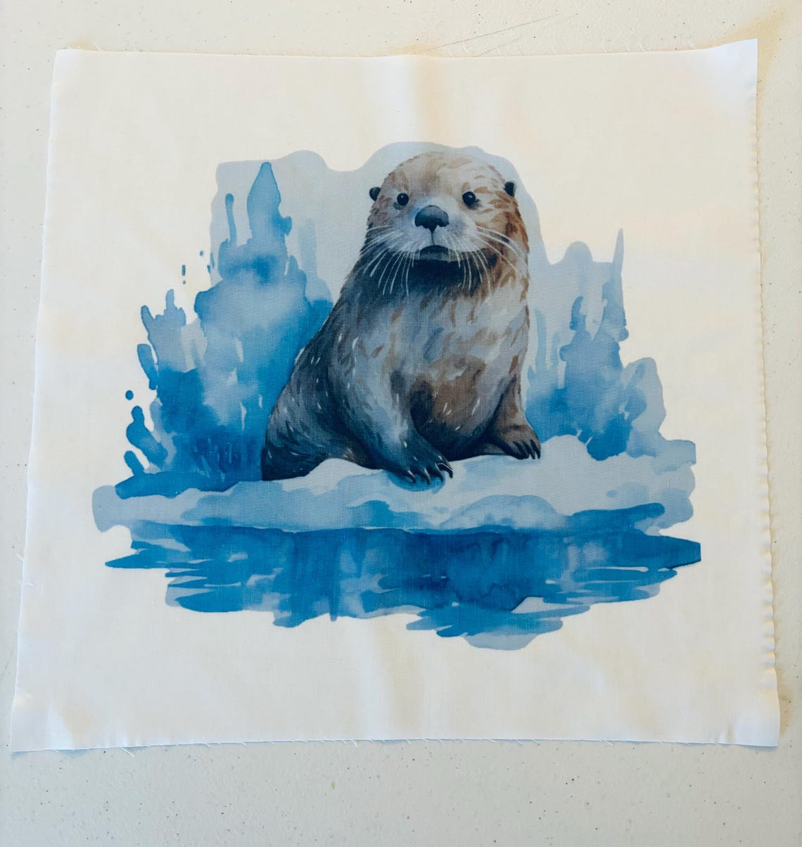 Sea Otter - Fabric Panel ~4"x4",5x5, 6x6, 8x8, 10x10, 12x12, 14x14 Inch ...